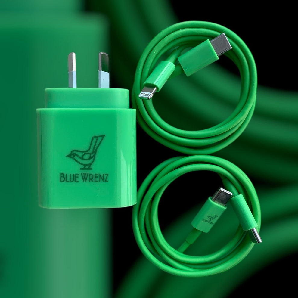 Lime Green Phone Charger Set | Colour-Coded Chargers for the Fun – Blue ...